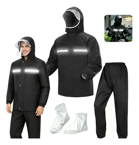 Impermeable Reflejante De Capucha Motociclista+zapato Lluvia | Meses ...
