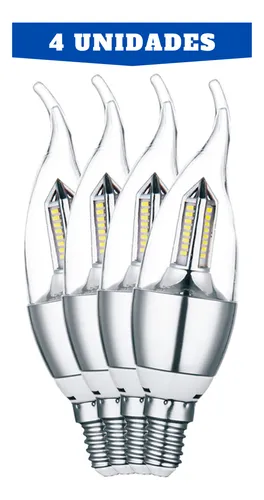4 Lâmpadas Formato Vela Led 4w Chama E14 Branco Frio 6k Parcelamento