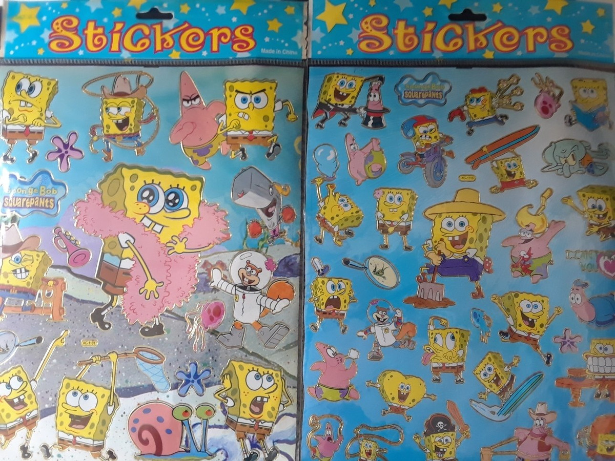 Stickers Calcomanías Bob Esponja Precio X 3 Paquetes Mercadolibre