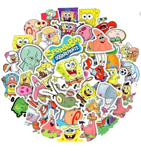 Bob Esponja 100 Calcomanias Stickers Vinil Pvc Vs Agua Mercadolibre