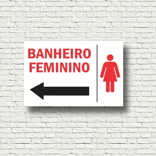 Placa Sinalização Banheiro Wc Feminino Seta Esquerda Placa Sinalização Banheiro Wc Feminino Seta Esquerda