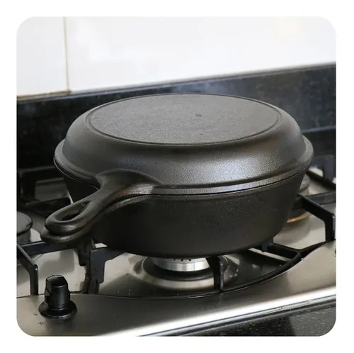 Olla Sartén 2 En 1 Fundición Tipo Dutch Oven 26cm Premium Color Negro ...