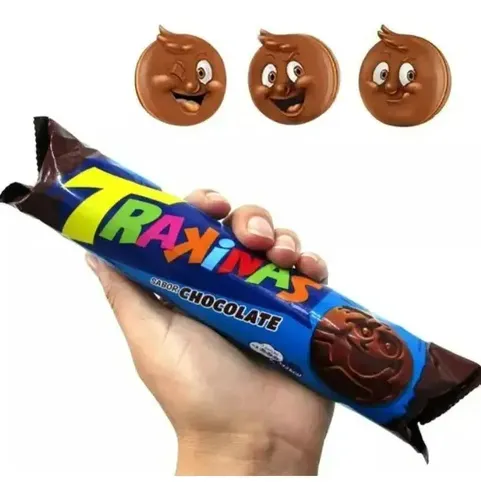 Biscoito Recheio Chocolate Trakinas Recheio Pacote 126g | MercadoLivre