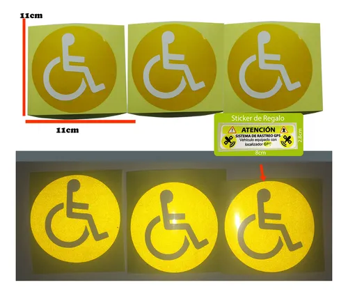Sticker Reflejantes Para Auto Discapacitado 3 Calcomanías Cuotas Sin