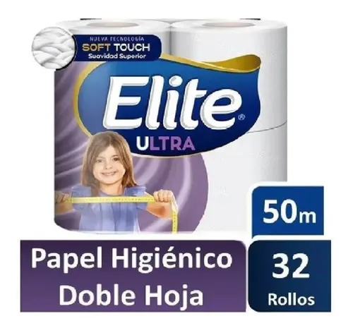 Papel Higiénico Elite 50 Mts Doble Hoja 32 Rollos Cuotas Sin Interés