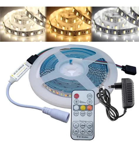 Tira de LED de 5 m y 12 V con 3 colores de luz con control y fuente ... Tira de LED de 5 m y 12 V con 3 colores de luz con control y fuente ...