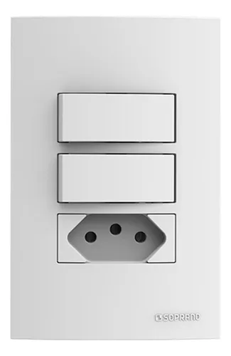 Conjunto 2 Interruptores Simples + Tomada 20a Atria Branco | MercadoLivre Conjunto 2 Interruptores Simples + Tomada 20a Atria Branco | MercadoLivre