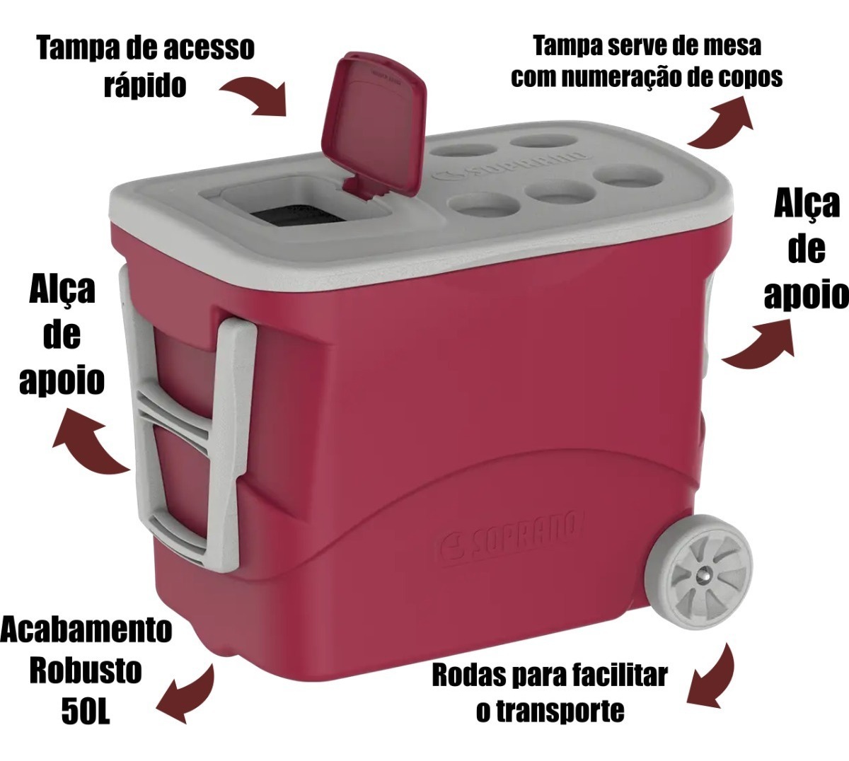 Cooler C Rodinha E Alça Caixa Térmica Vira Mesa 50l 68 Latas ... Cooler C Rodinha E Alça Caixa Térmica Vira Mesa 50l 68 Latas ...