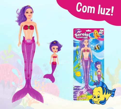 Kit 2 Bonecas Sereia Princesa Mãe E Filha Brinquedo Com Luz Mercadolivre