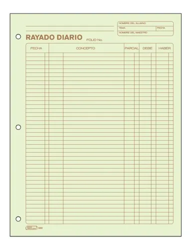 Rayado Diario 1 Block C/50 Hojas Tamaño Carta Printaform Verde ...