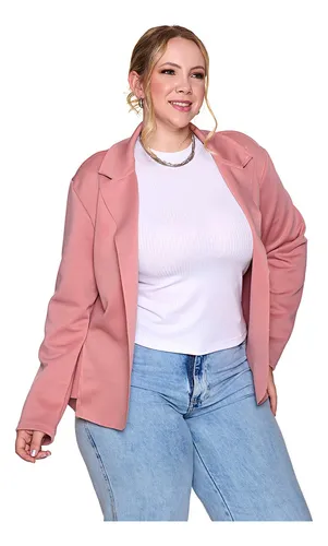 Blazer Casaco Feminino Neoprene Plus Size G1 G2 G3 Lindo Top
