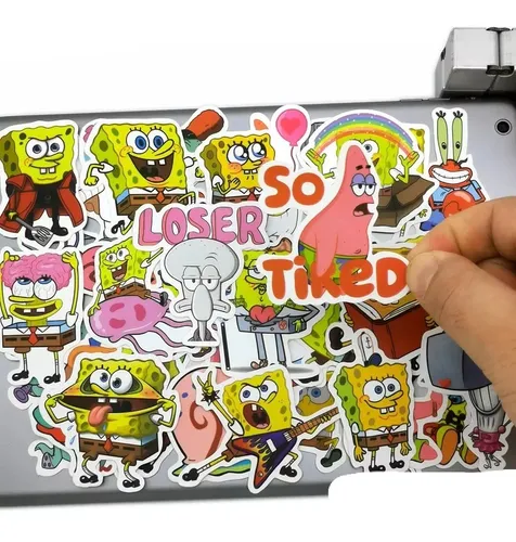 50 Stickers Calcomanías Bob Esponja Patricio Calamardo Serie En Venta