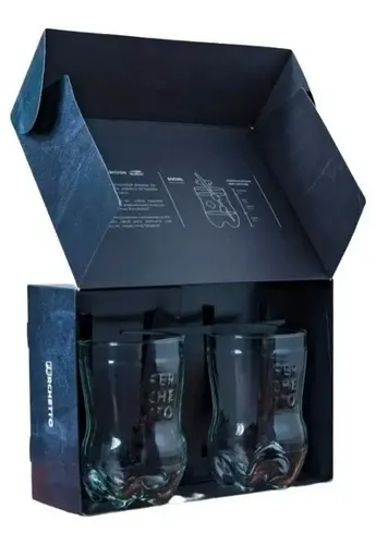 Set X2 Vaso Fernet Ferchetto Botella Cortada Vidrio Caja Box Color ...