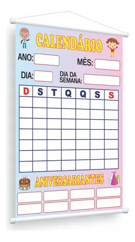 Banner Didático Calendário Infantil Escolar - Sil999 Banner Didático Calendário Infantil Escolar - Sil999