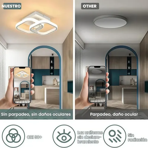 Lámpara Techo Moderna Baño Lampara Colgante, Blanco Cuadrado | Cuotas ...