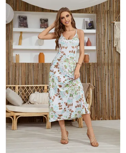 Mycity® Vestido Largo Con Estampado De Tirantes Para Mujer | MercadoLibre