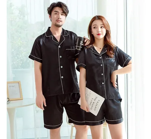 Pijama Tipo Kimono De Seda De Satén Para Hombre Y Mujer Meses Sin