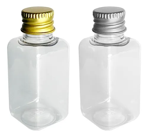 100 Mini Garrafinha Plástica Quadrada De 40 Ml Tampa Metal | Frete grátis 100 Mini Garrafinha Plástica Quadrada De 40 Ml Tampa Metal | Frete grátis