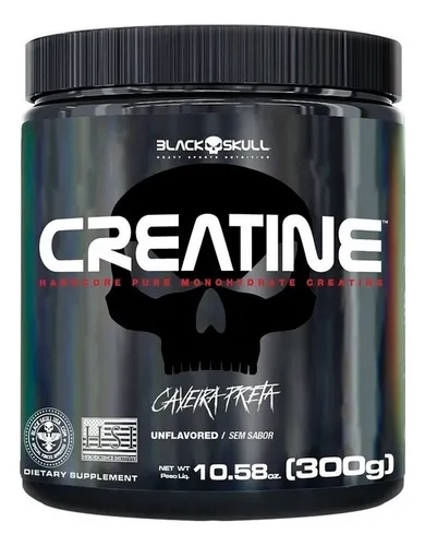 Creatina Monohidratada Pura Pote 300g Creatine Black Skull Sabor Sem
