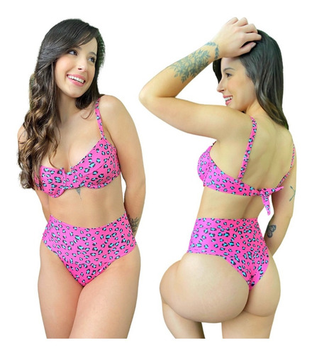 Biquini Hotpants Disfarça Barriga Meia Taça Retrô Oncinha