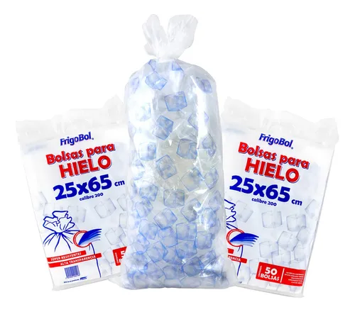 100 Pzas Bolsa Para Hielo 5 Kg Resistentes 25x65 Cm Cal. 200 | MercadoLibre