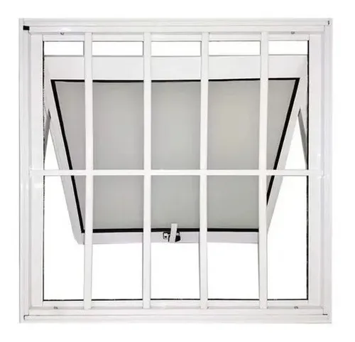 Janela Maxim Ar 80x50 Alumínio Branco C/ Grade Vidro Incolor Janela Maxim Ar 80x50 Alumínio Branco C/ Grade Vidro Incolor