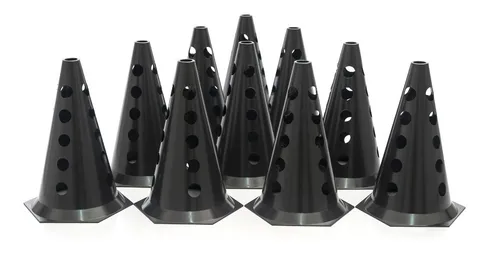 Kit 10 Cones Demarcatórios Furados Preto 23 Cm Preto | Parcelamento sem ...