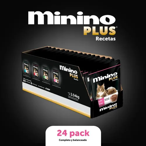 Pack X24 Sobres Para Gato Minino Plus Salmón 85g C/u | Envío gratis