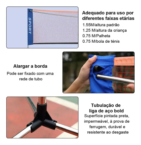 Rede Portátil Multiuso Ajustável Tênis/badminton/vôlei 5 M ...