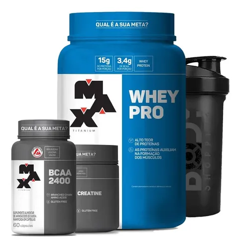 Whey Pro 1kg Bcaa 60 Capsulas Creatina 100g Frete Grátis