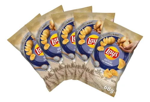 5x Batata Frita Lays Rústica Sabor Sal Marinho 68g | MercadoLivre
