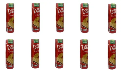 Kit 10 Biscoitos Recheado Gullon Mega Duo Chocolate 500g