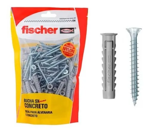 Kit Bucha De Nylon Sx 8mm Fischer C Aba E Parafuso 10 Peças Escorrega