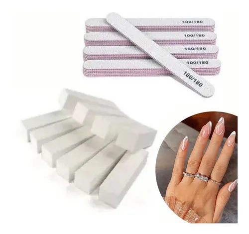Kit de manicura, 10 lijas tipo banana 100/180 y 10 bloques de lija ... Kit de manicura, 10 lijas tipo banana 100/180 y 10 bloques de lija ...