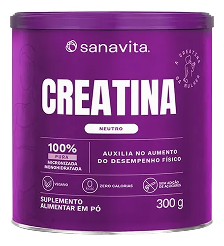 Creatina 100 Pura Monohidratada Sanavita 300g Sem Sabor