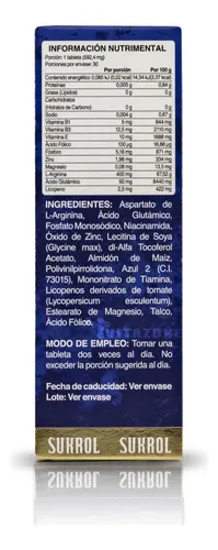 Sukrol Hombre Caja Con 30 Tabletas Con Licopenos Sabor Sin Sabor ...