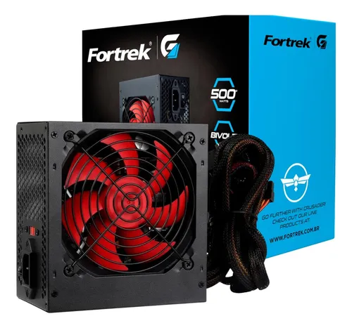 Fonte Atx 500w Gamer Pc Bivolt Fan 120mm Crusader Fortrek Nf Frete Grátis