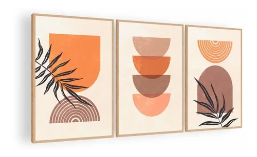 Cuadro Decorativo Minimalista Triptico Shapes 90x42 Mdf Cuotas Sin