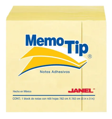 Notas Adhesivas Janel Memo Tip Cubo 3x3in 400hjs Amarill Vc Color