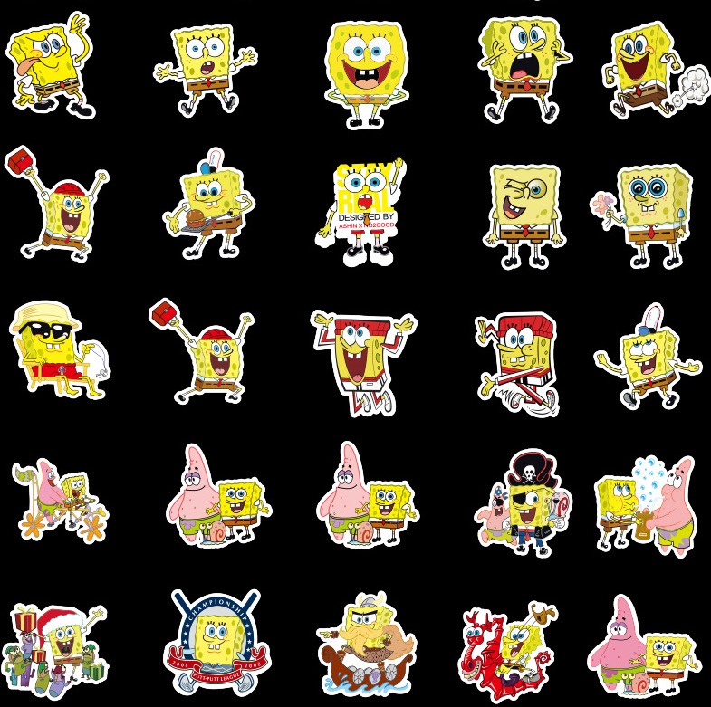 Bob Esponja 100 Calcomanias Stickers Pvc Vs Agua Patricio Mercadolibre