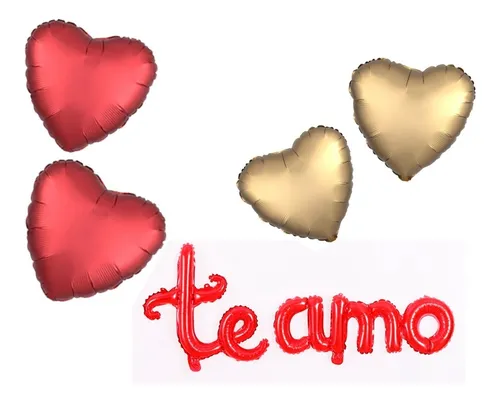 Kit Globo Metalico Letra Te Amo Script Corazon 5 Pzas Rosa | Meses sin ...