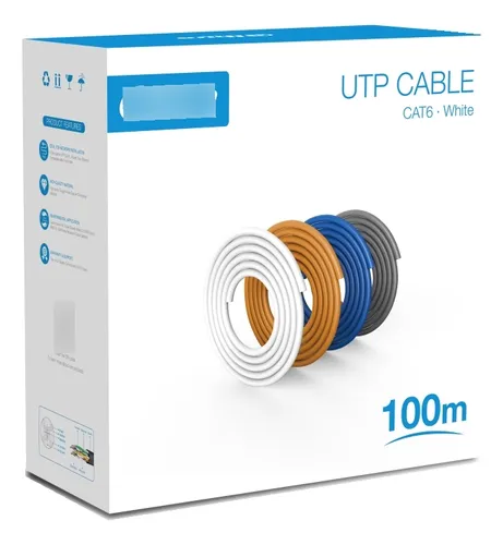 Bobina De 100 Mts De Cable Utp Cat6 100% Cobre Color Blanco Bobina De 100 Mts De Cable Utp Cat6 100% Cobre Color Blanco