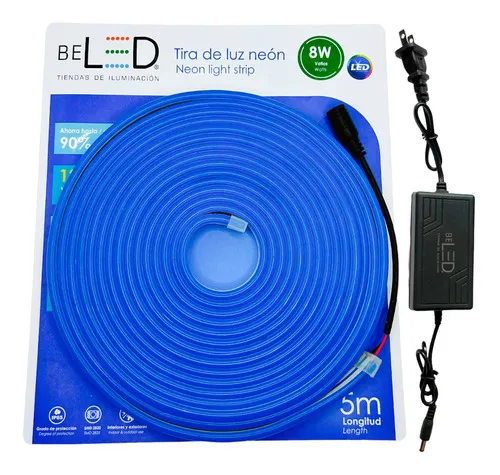 Tira Led Neon Flexible 5m Ip65 Decorativa Con Eliminador 12v 3a Color