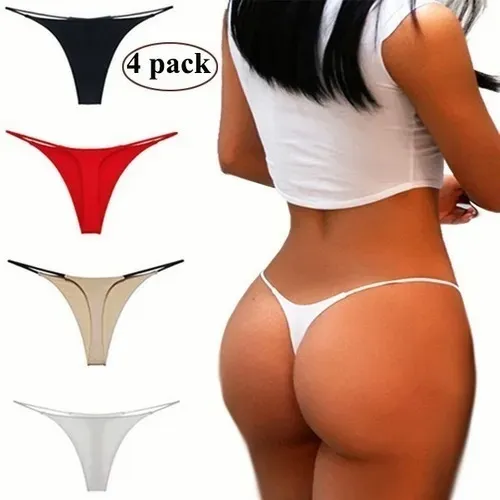 Pack De 4 Tangas Sexy De Cintura Baja Para Mujer | Meses sin interés Pack De 4 Tangas Sexy De Cintura Baja Para Mujer | Meses sin interés