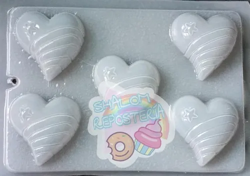 Molde Mediano Gelatina 5 Corazones Arcoiris Jabon Yeso Meses Sin