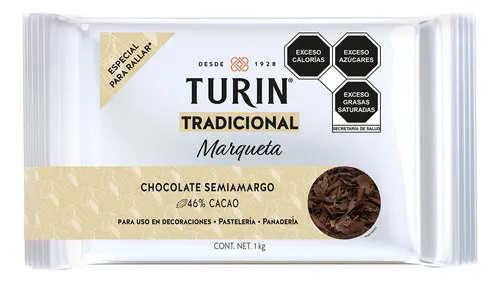 Turin Marqueta chocolate semiamargo para repostería 1kg