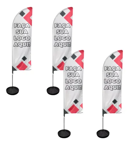 Kit C/4 Wind Banner Completo Haste + Base + Tecido Kit C/4 Wind Banner Completo Haste + Base + Tecido