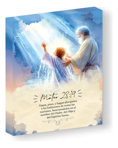 Cuadro Arte Biblico Canvas 45x60 Versiculo Mateo 28:19 | Meses sin interés