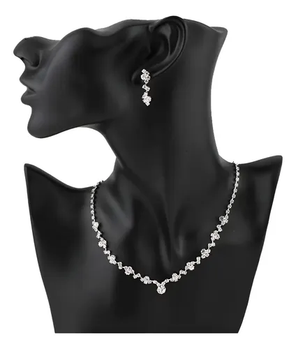 Colar E Brincos De Strass, Noiva, Debutante , Festas Luxo | MercadoLivre