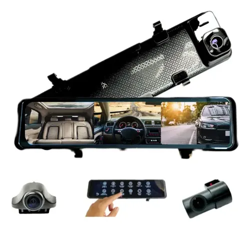 Retrovisor Touch 12 Com 3 Câmeras + Cartão Memoria 128gb | Parcelamento ...